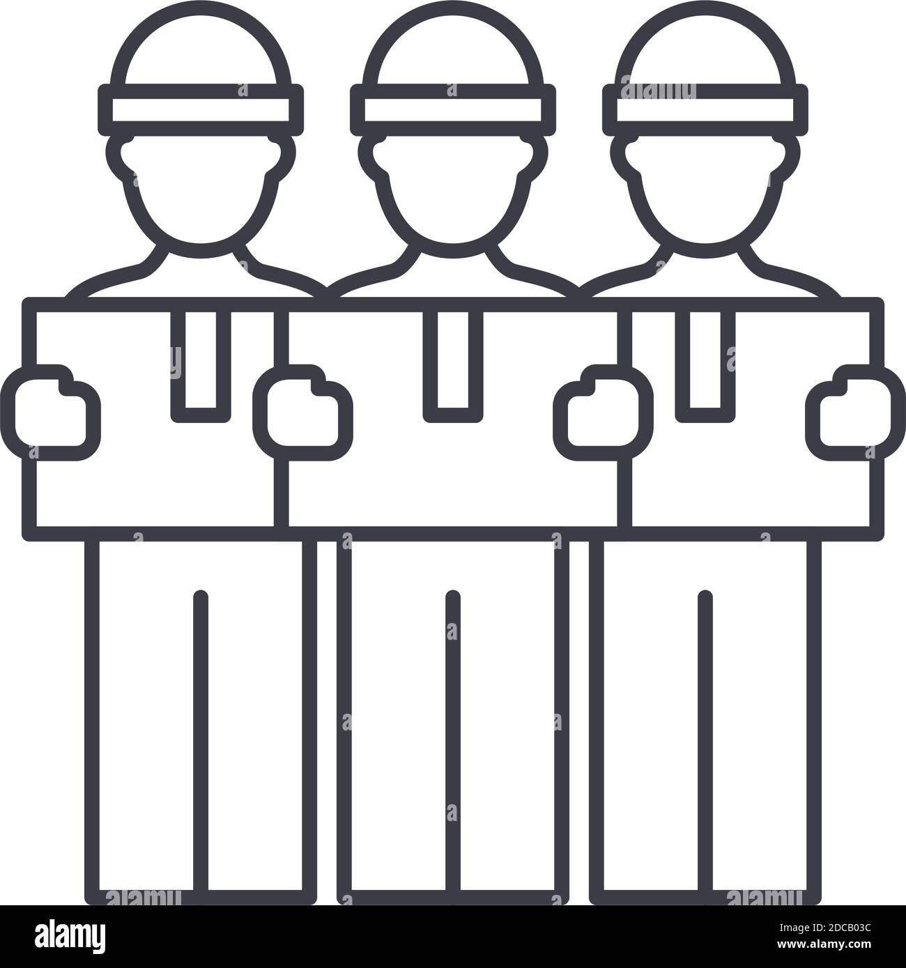 Delivery team icon, linear isolated illustration, thin line vector, web ...