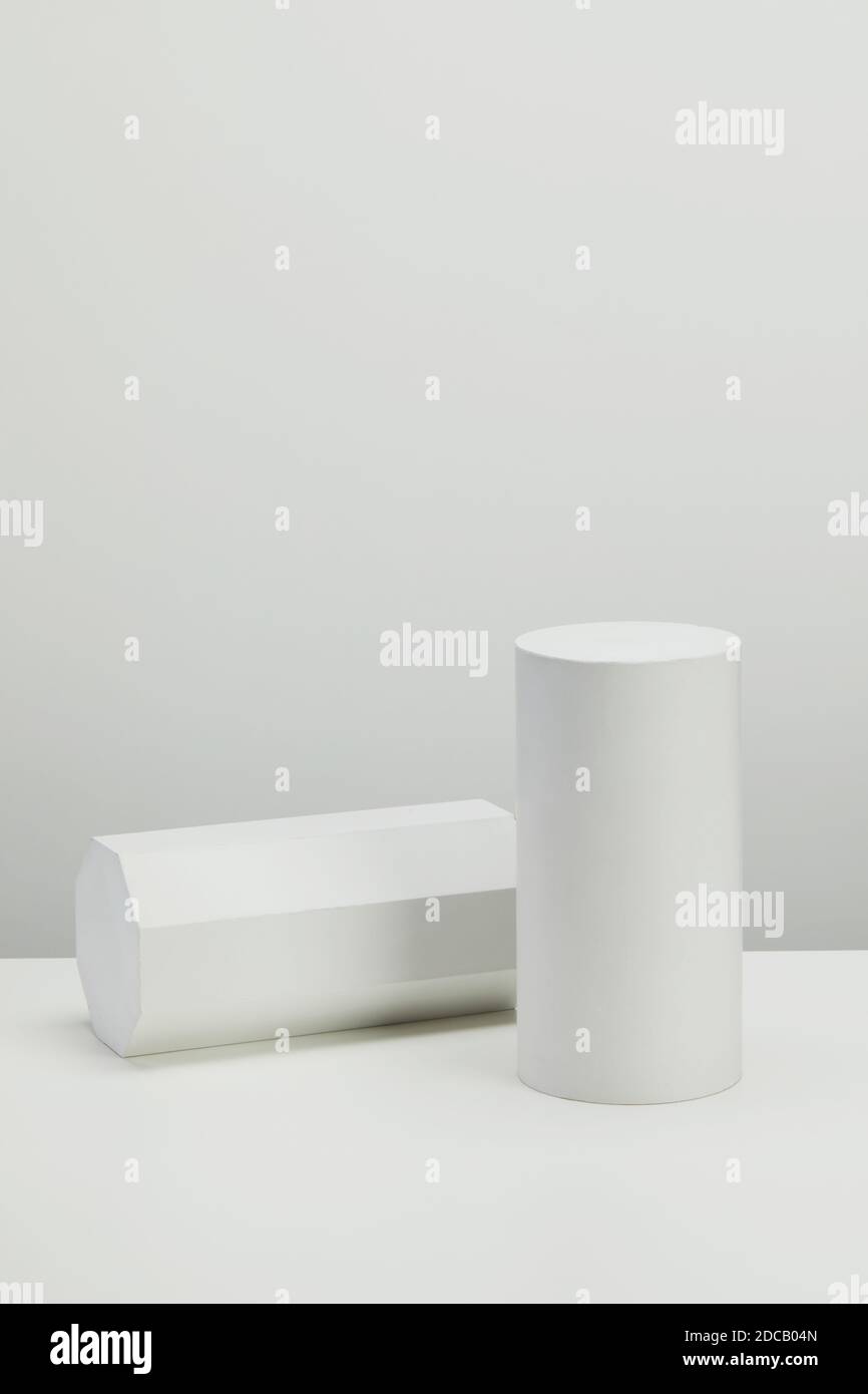 The realistic detailed white basic shapes set isolated on white ...