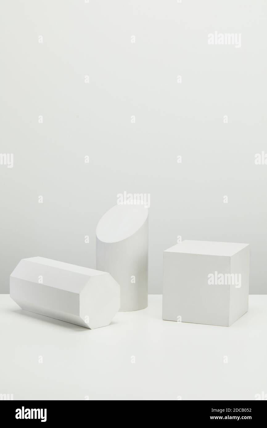The realistic detailed white basic shapes set isolated on white ...