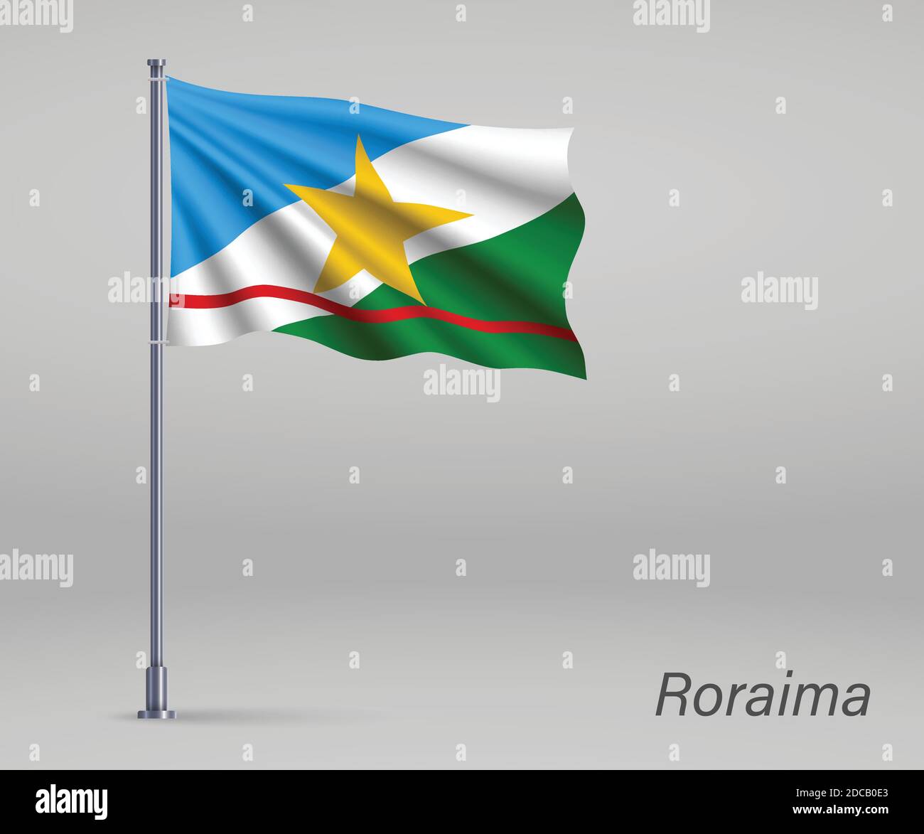 Waving flag of Roraima - state of Brazil on flagpole. Template for independence day poster Stock ...