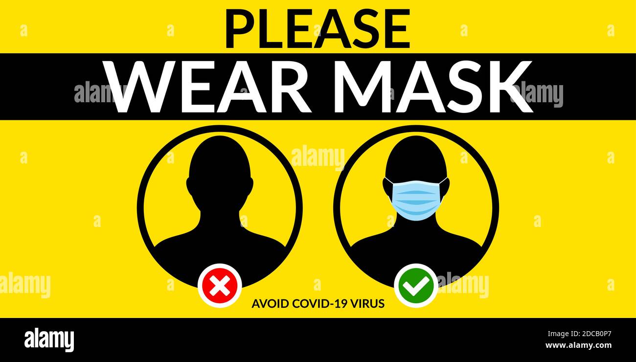 Yellow Poster Please Wear Mask Vector Illustration Design Stock Vector ...