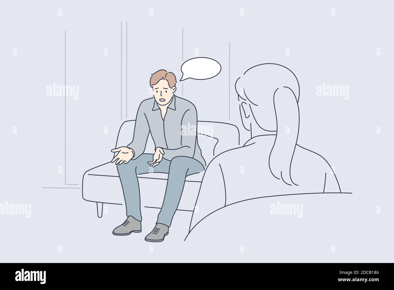 Healthcare, psychology, meeting, communication, help concept. Man boy ...