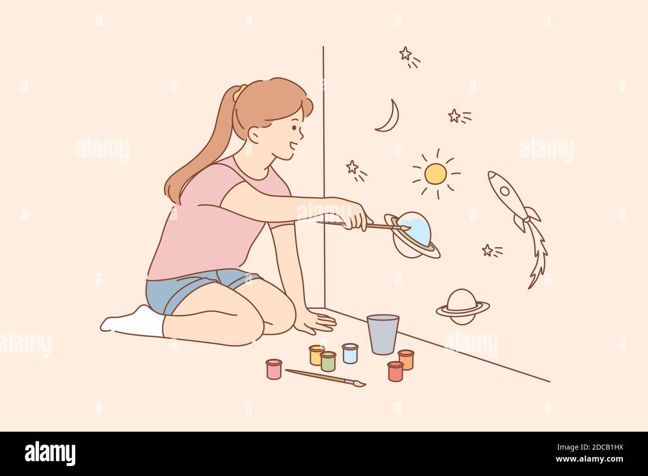 Kid self isolation home Stock Vector Images - Alamy