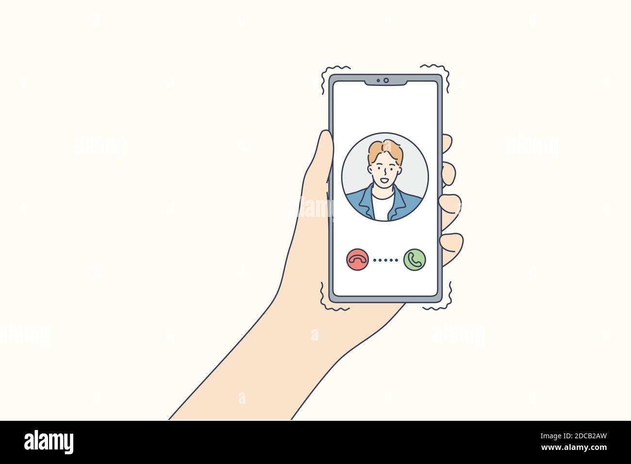 Technology, communication, calling, online concept. Human hands hold ...