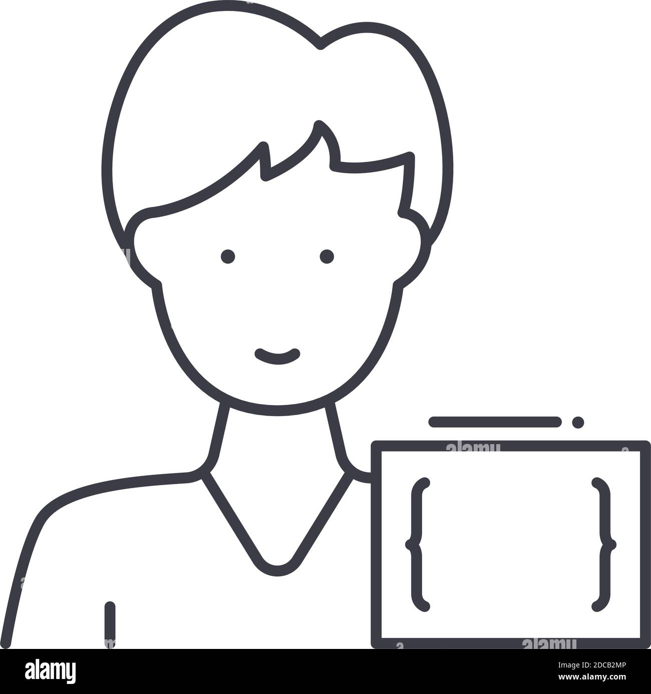 Developer icon, linear isolated illustration, thin line vector, web design sign, outline concept ...