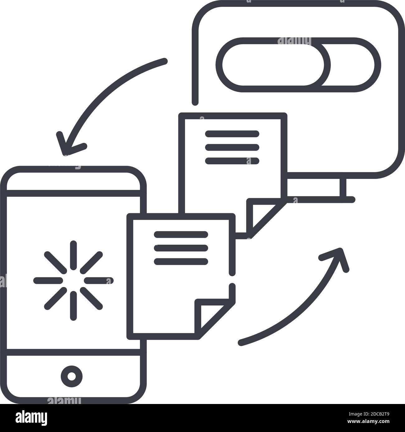 Data transfer icon, linear isolated illustration, thin line vector, web ...