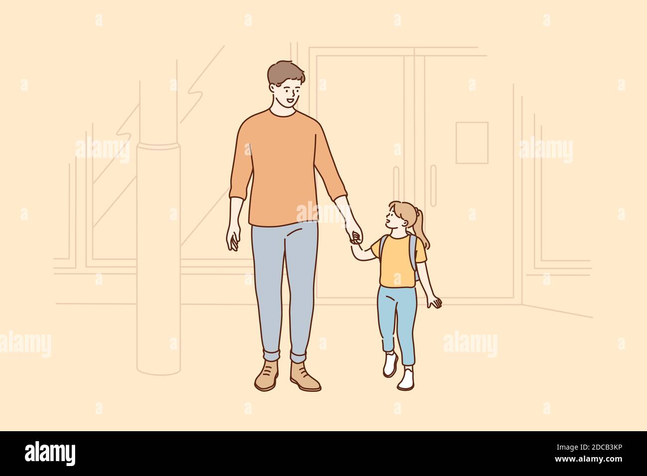 Fatherhood, childhood, care, love, family, education concept. Young man ...