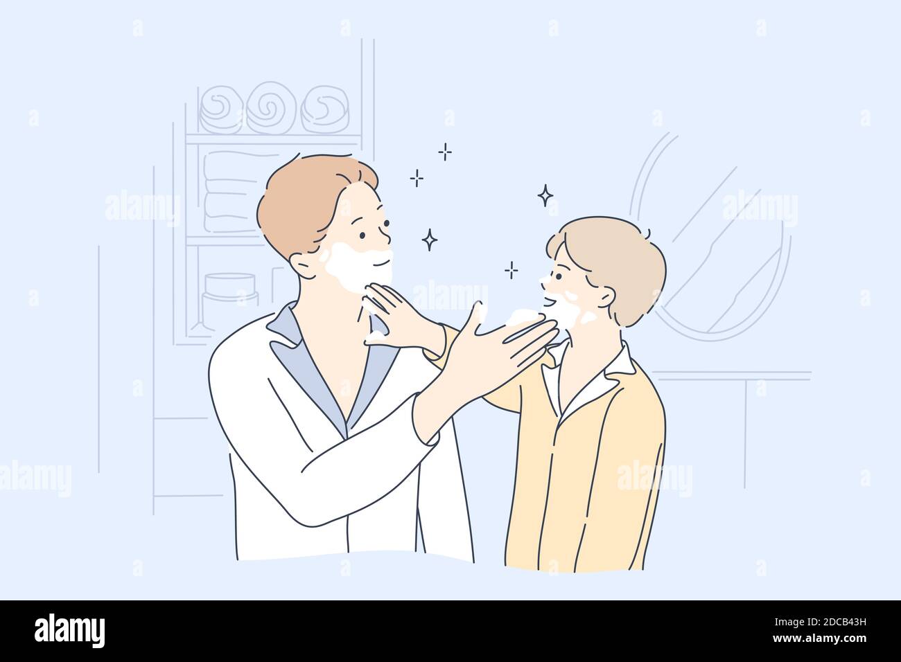 Childhood, fatherhood, game concept. Cartoon characters happy smiling ...