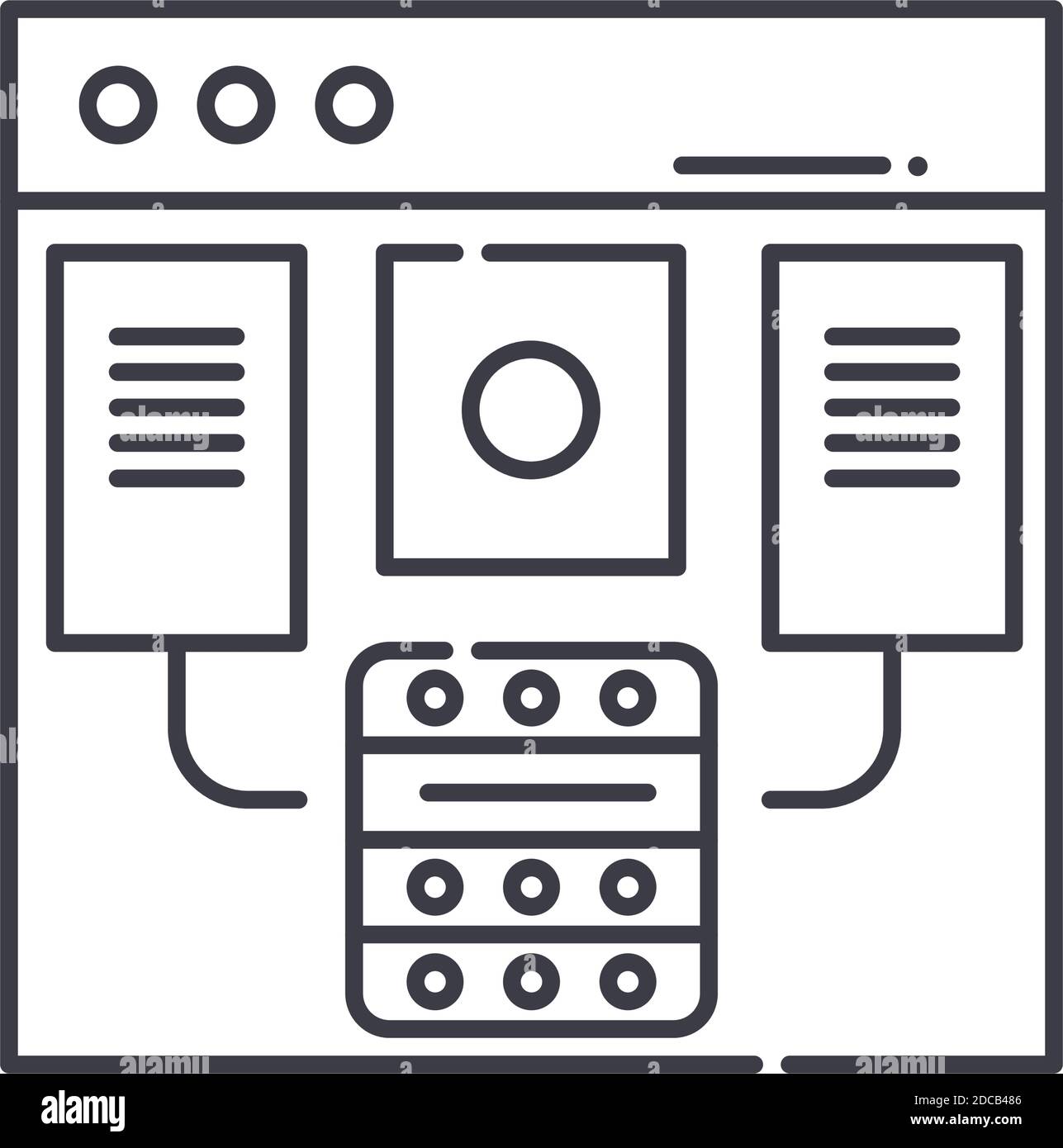 Database design icon, linear isolated illustration, thin line vector ...