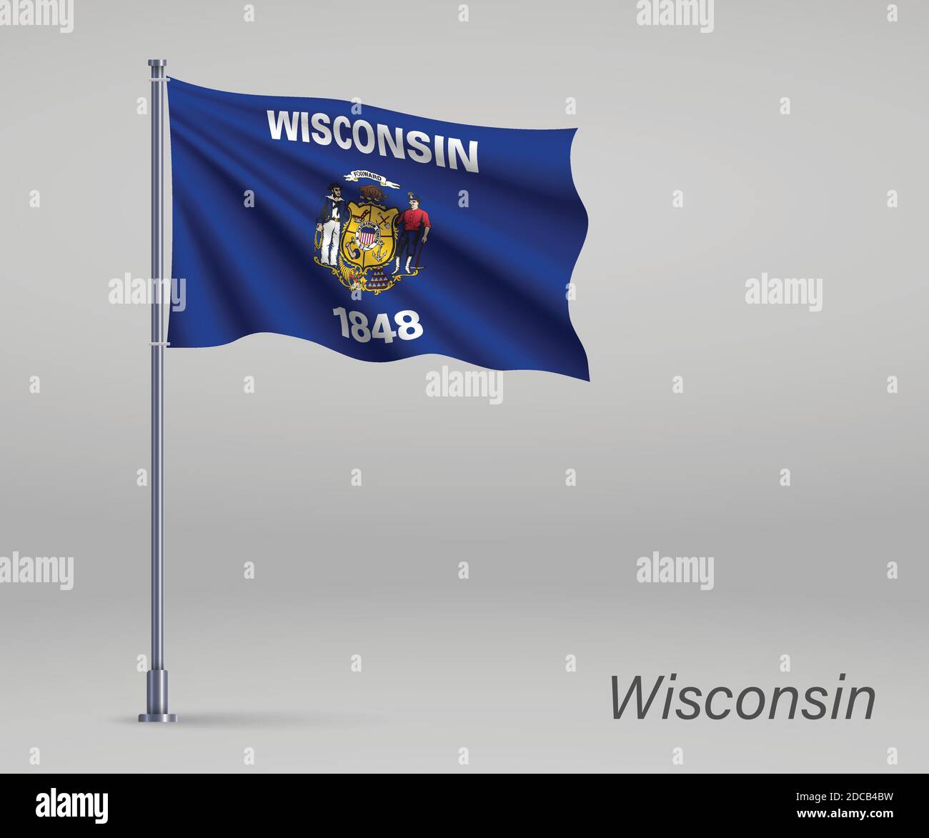 Wisconsin flag on flagpole Stock Vector Images - Alamy