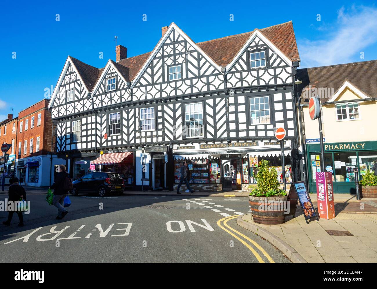 Medieval half timbered building Claridges of Warwick shop, Warwick ...