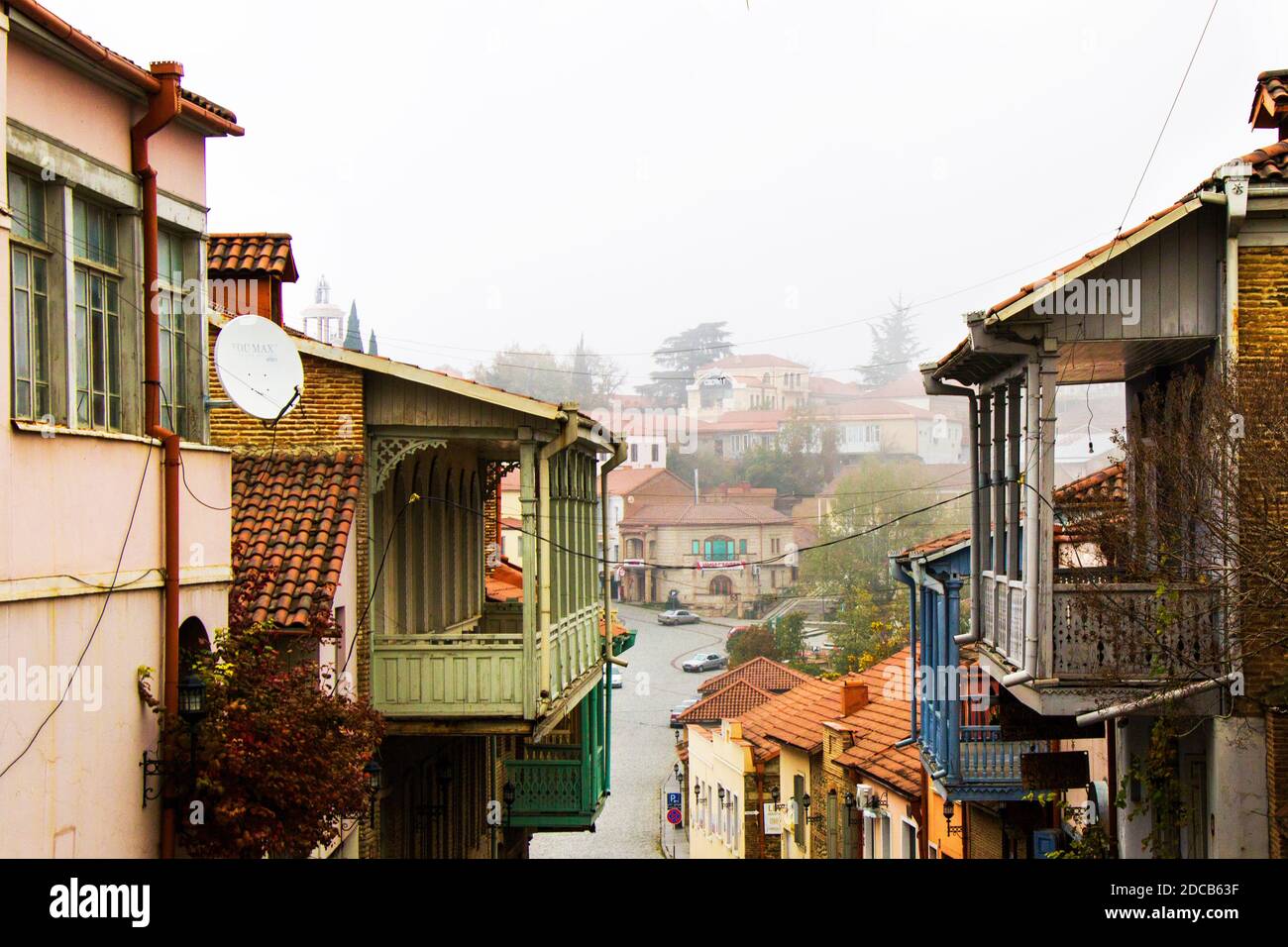Sighnaghi village house wooden balcony, colorful houses in Kakheti ...