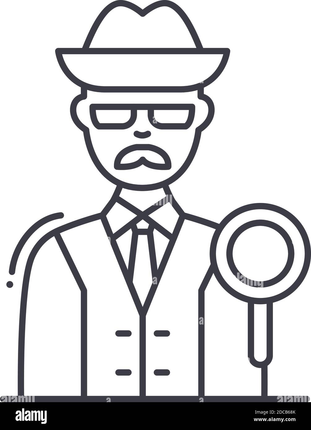Detective man icon, linear isolated illustration, thin line vector, web ...