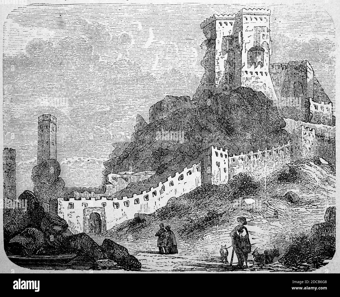 Tower of Deva Castle in Transylvania, Romania, ca 1875 / Bergfried des ...