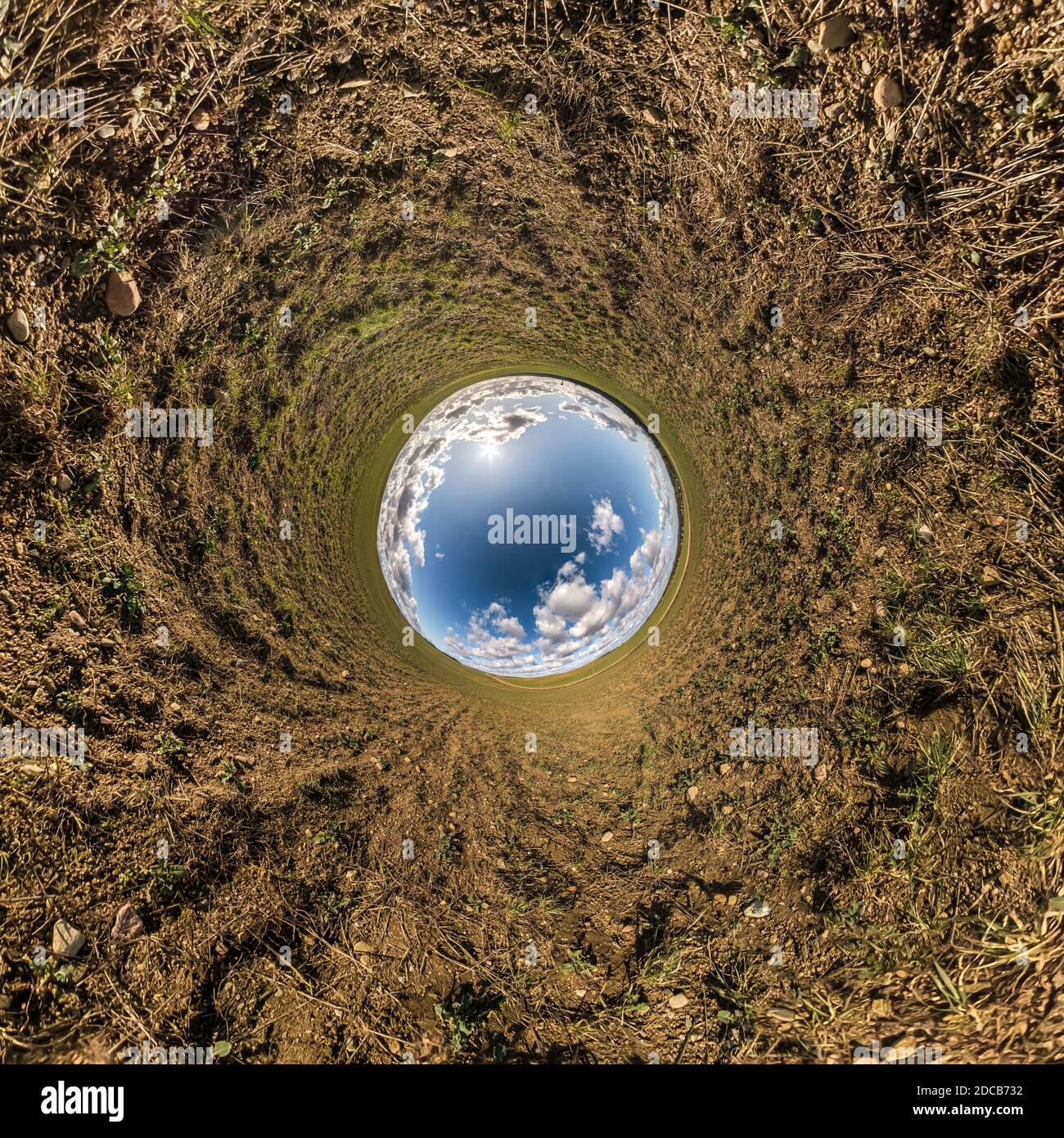 Blue little planet. Inversion of tiny planet transformation of ...