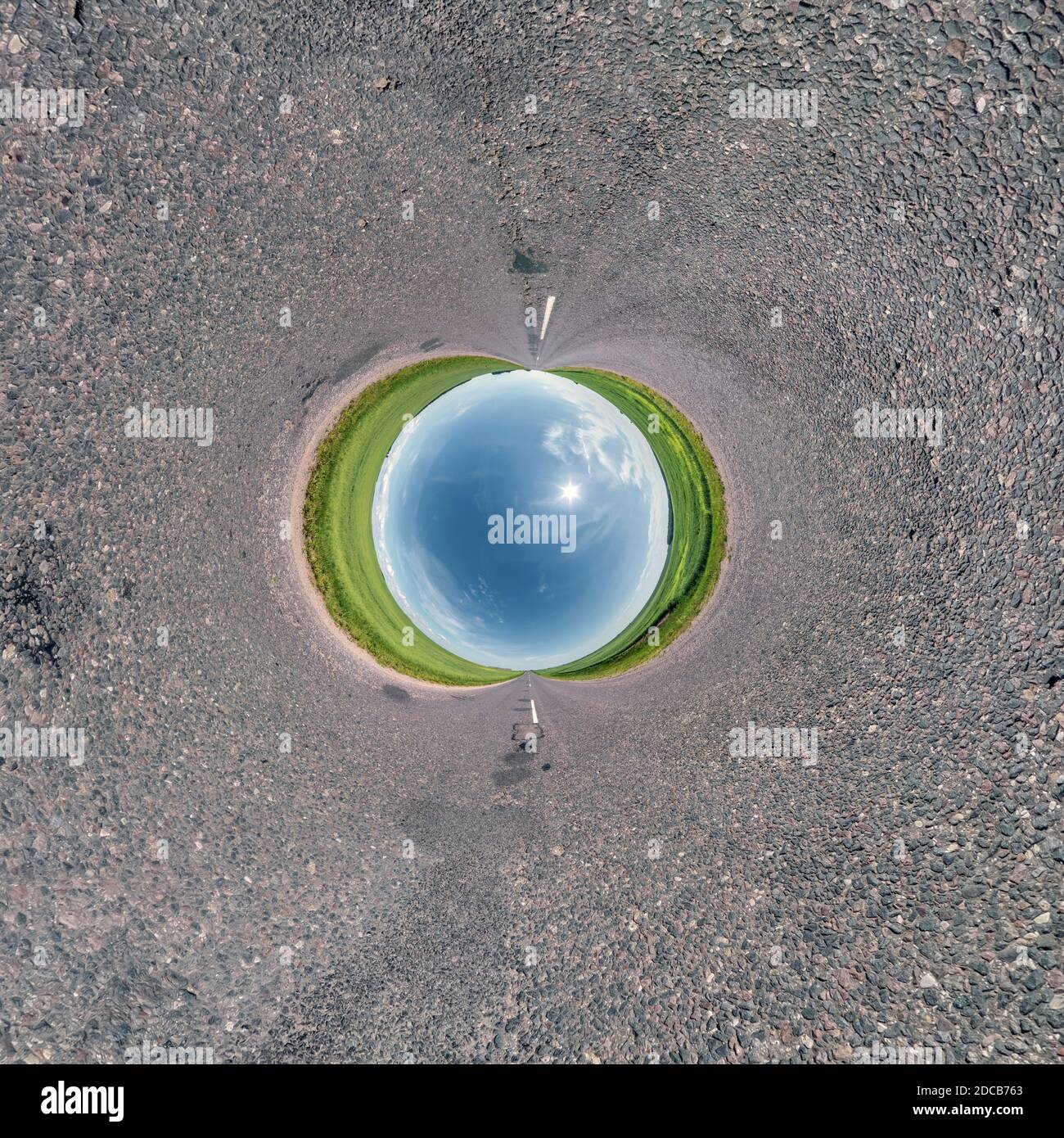 Blue little planet. Inversion of tiny planet transformation of ...