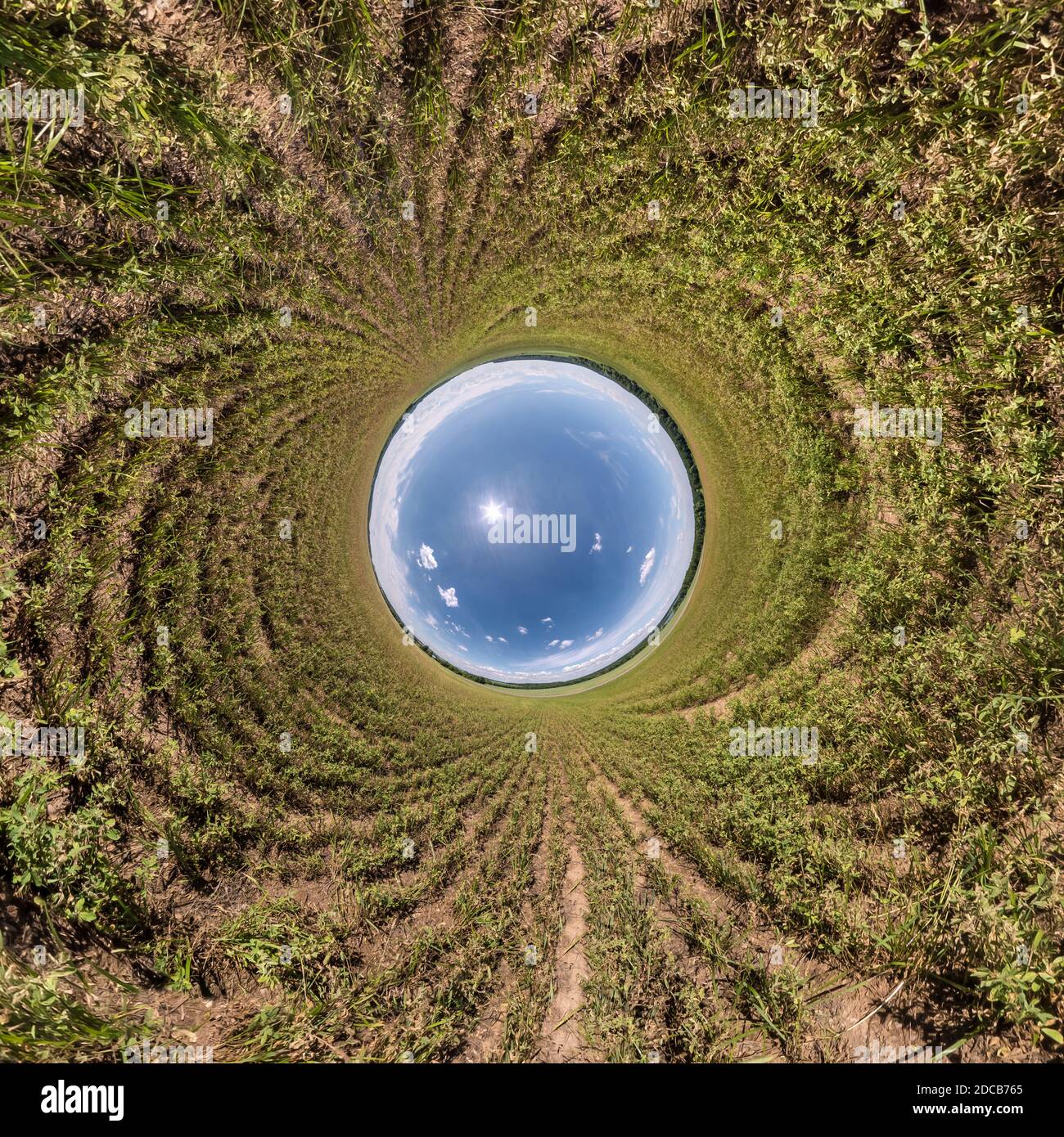 Blue little planet. Inversion of tiny planet transformation of ...