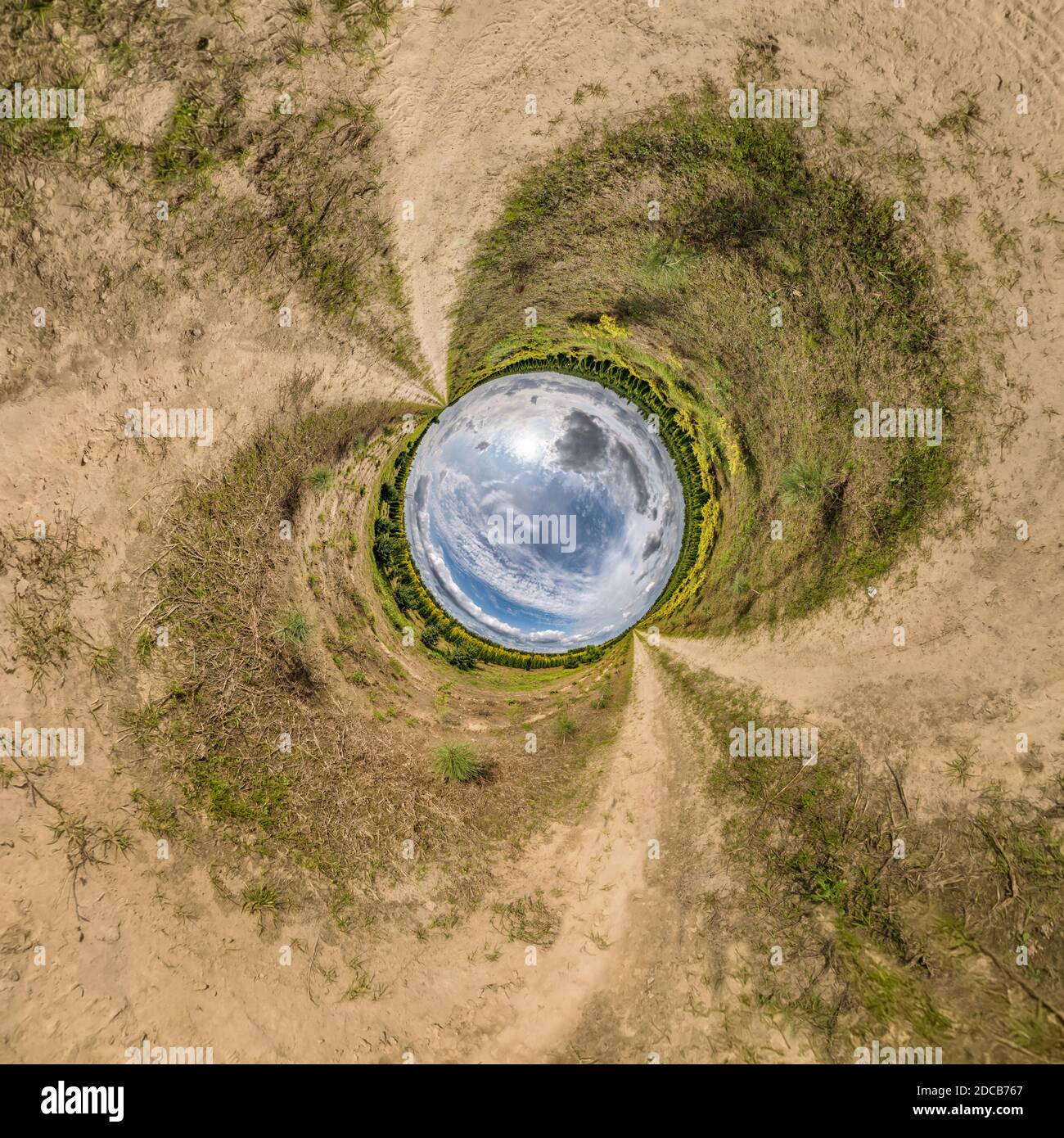 Blue little planet. Inversion of tiny planet transformation of ...