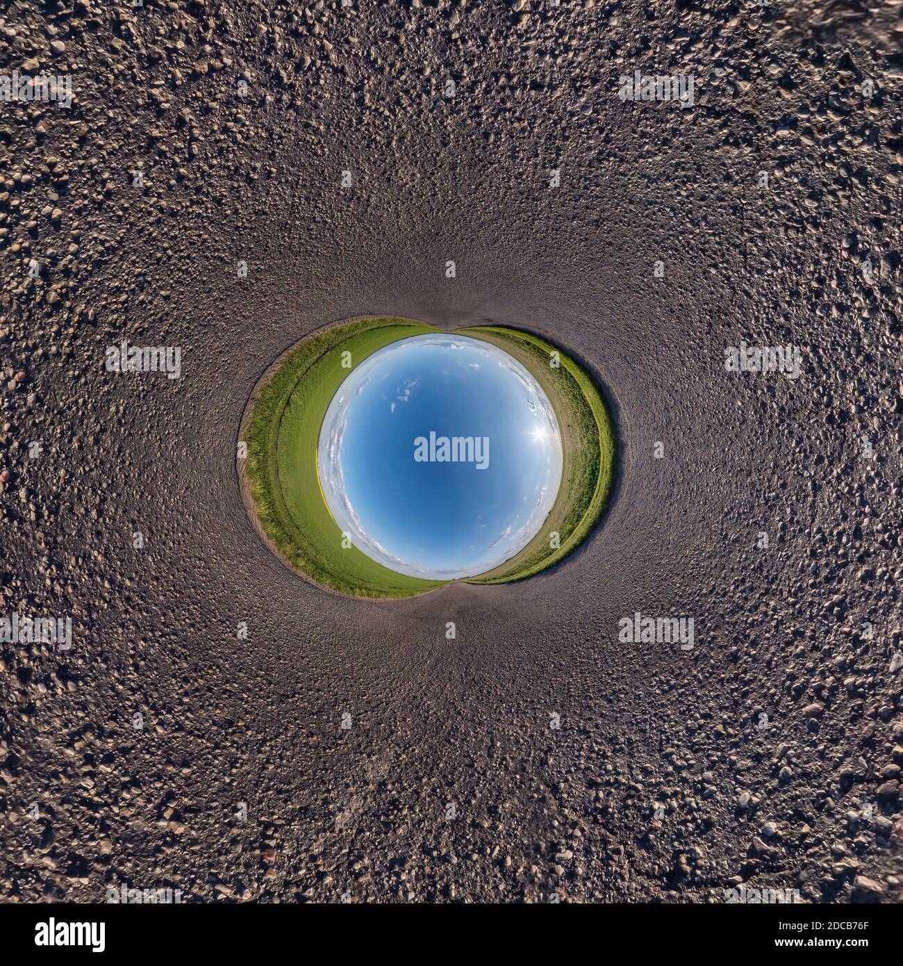 Blue little planet. Inversion of tiny planet transformation of ...
