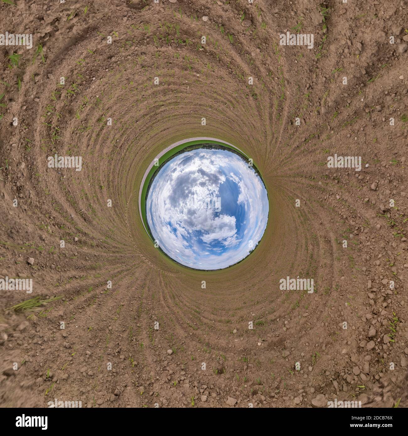 Blue little planet. Inversion of tiny planet transformation of ...