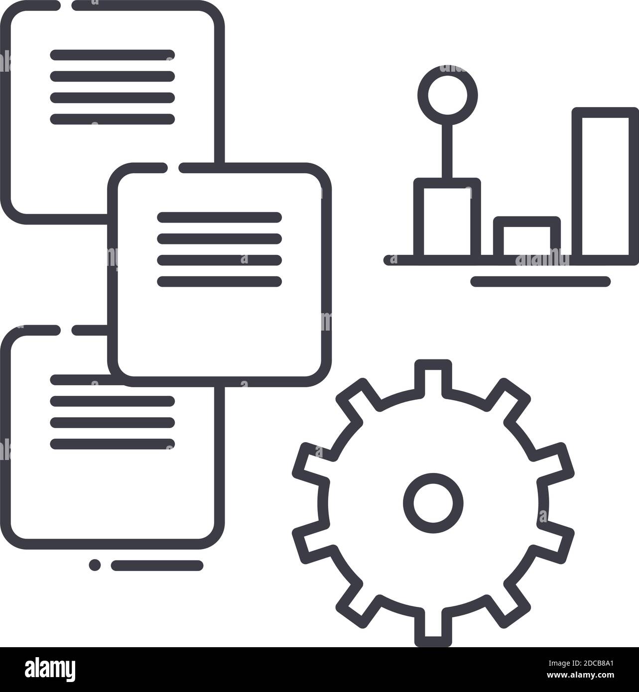 Data processing icon, linear isolated illustration, thin line vector ...