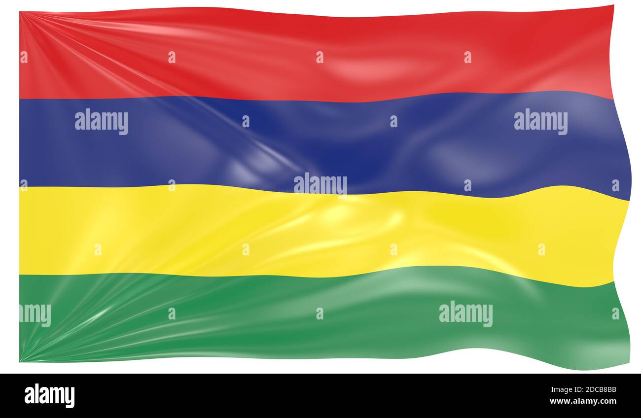 3d render of a Waving Flag of Mauritius Stock Photo - Alamy