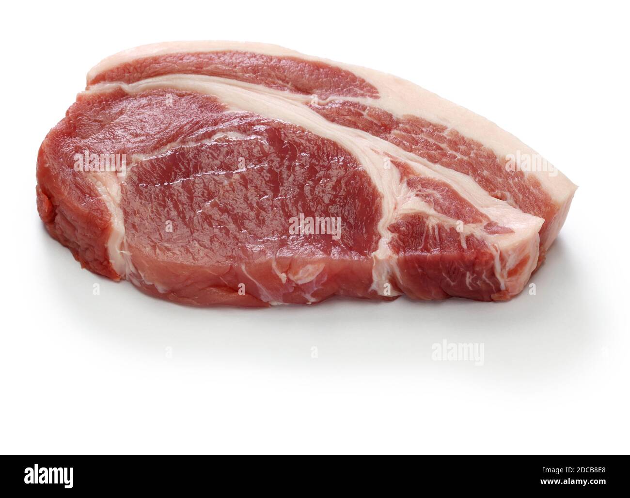 raw pork loin chop isolated on white background Stock Photo - Alamy