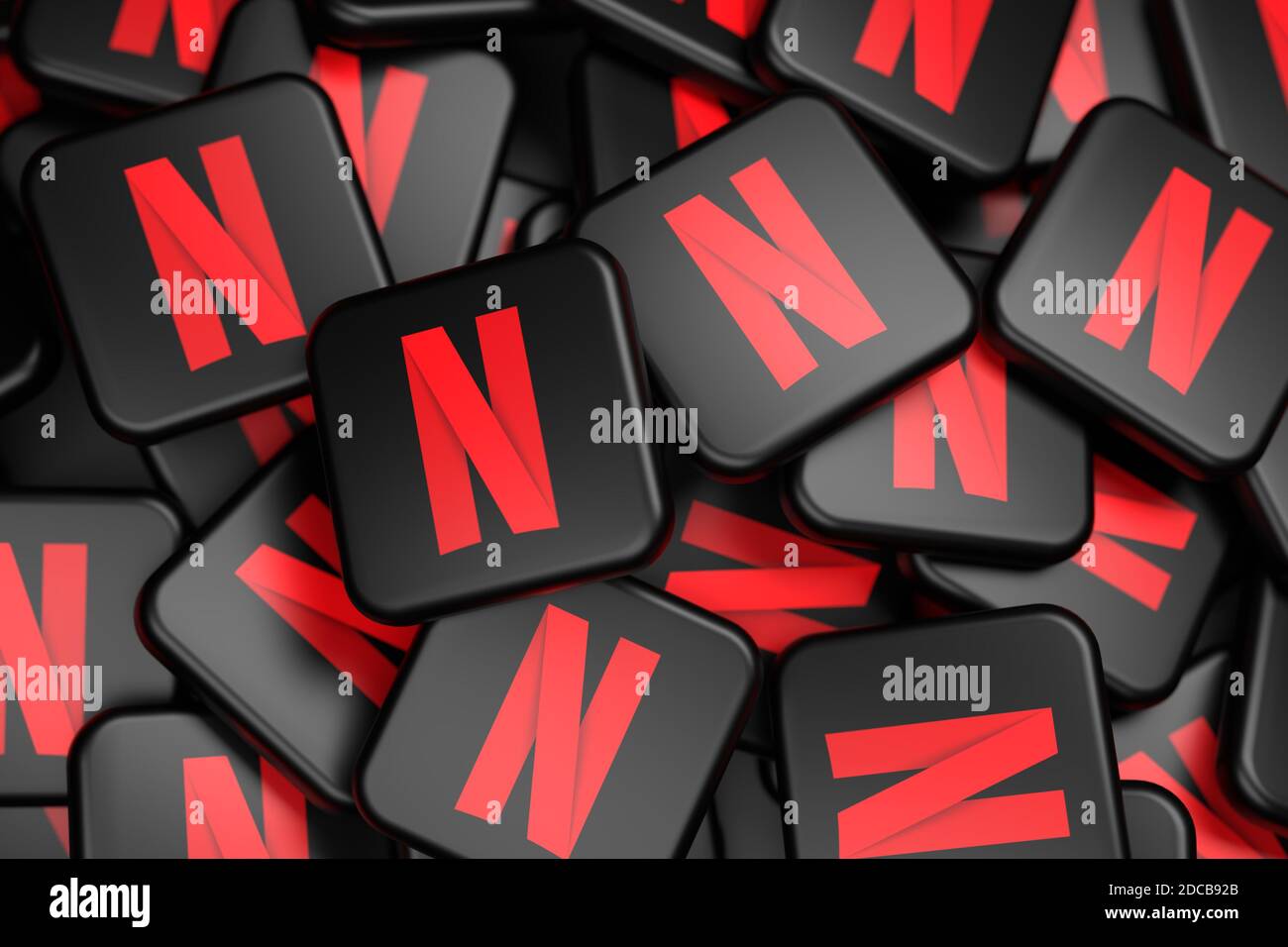Full frame image of logos of the on demand video site and app Netflix ...