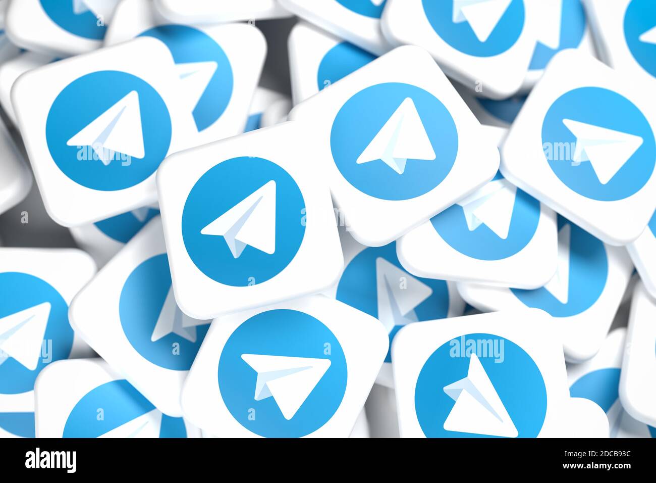 Full frame image of logos of the messaging site and app Telegram on a ...