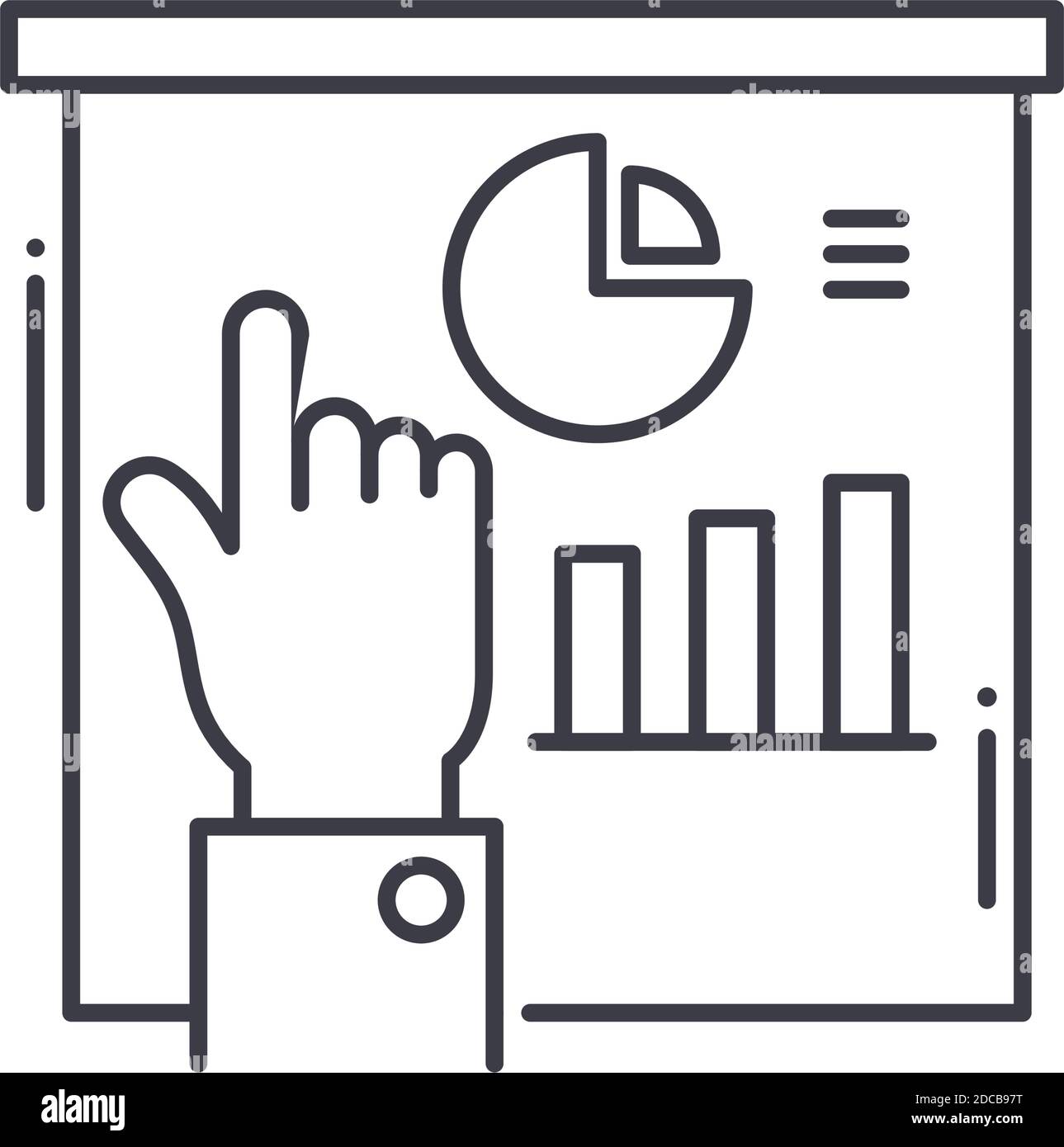 Data presentation icon, linear isolated illustration, thin line vector ...