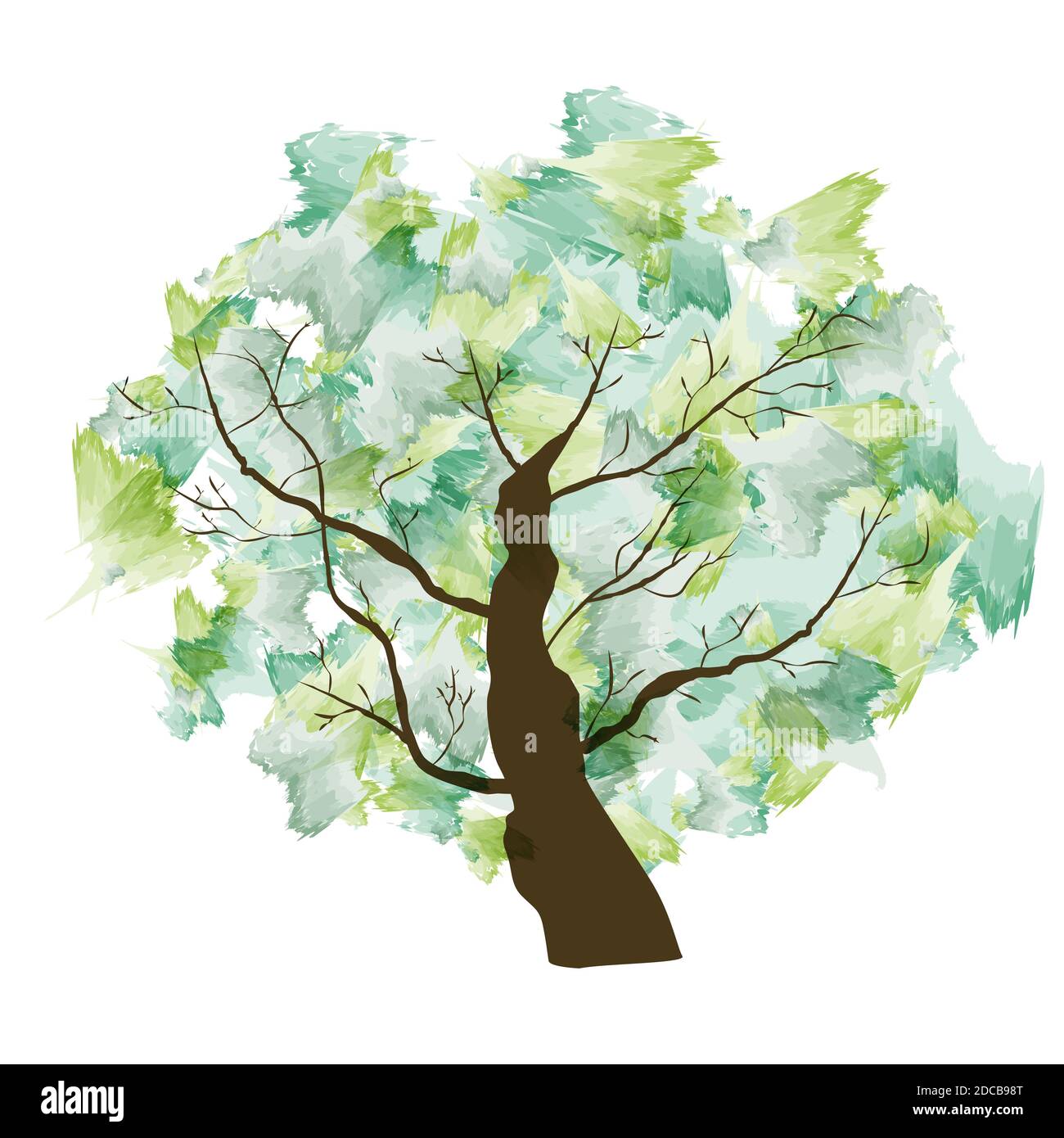 Green Summer Paint Textured Art Tree. Illustration Stock Photo - Alamy