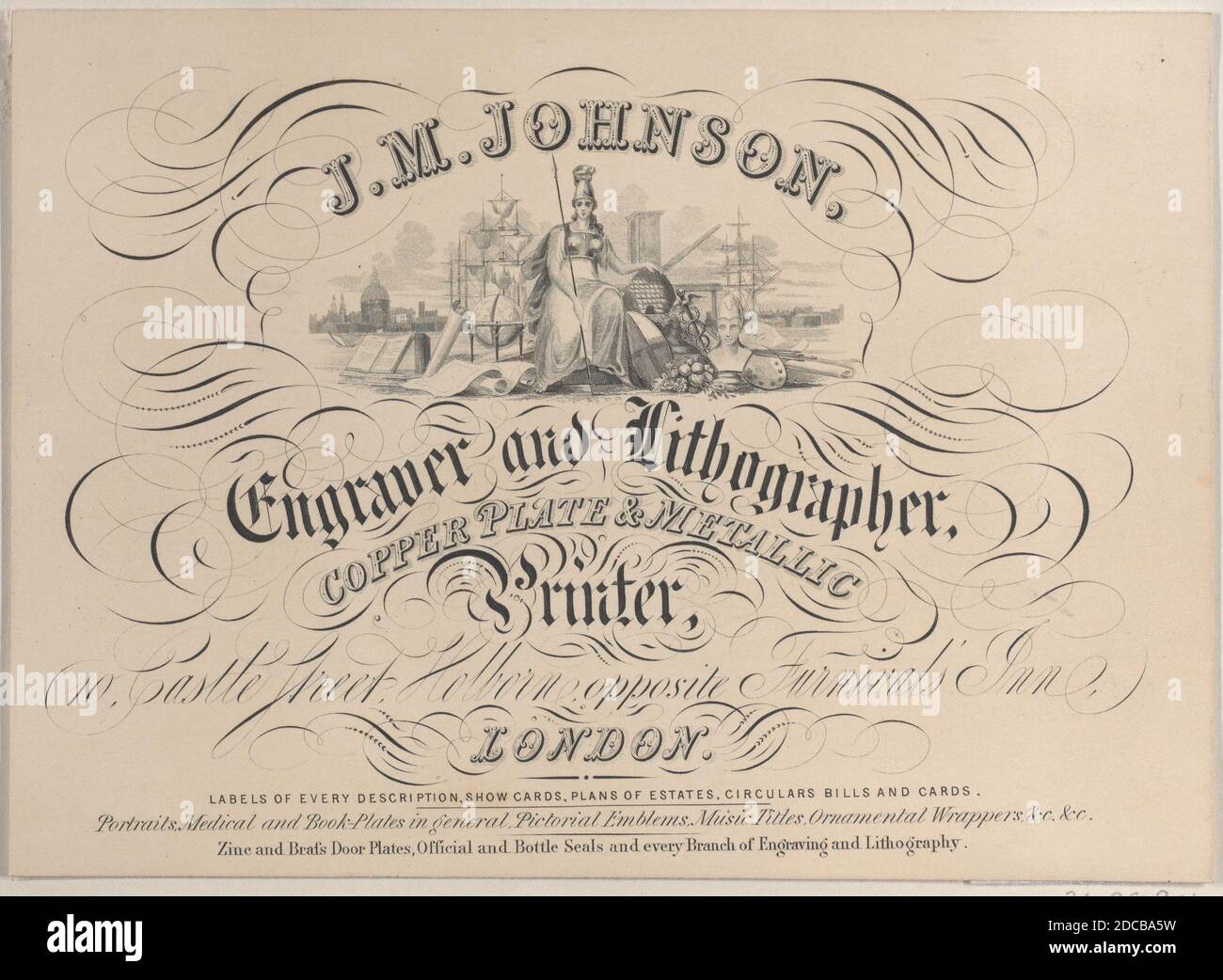 Trade card for J.M. Johnson, Engraver and Lithographer, 19th century ...