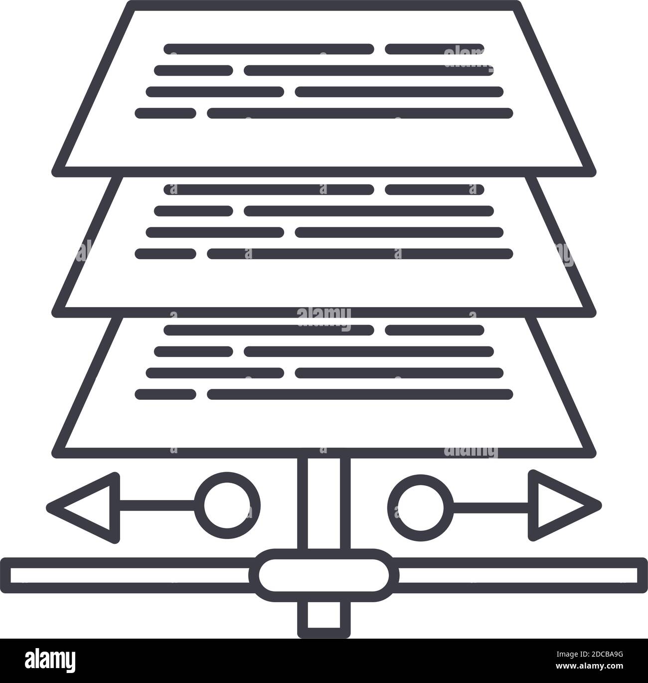 Data management image icon, linear isolated illustration, thin line ...