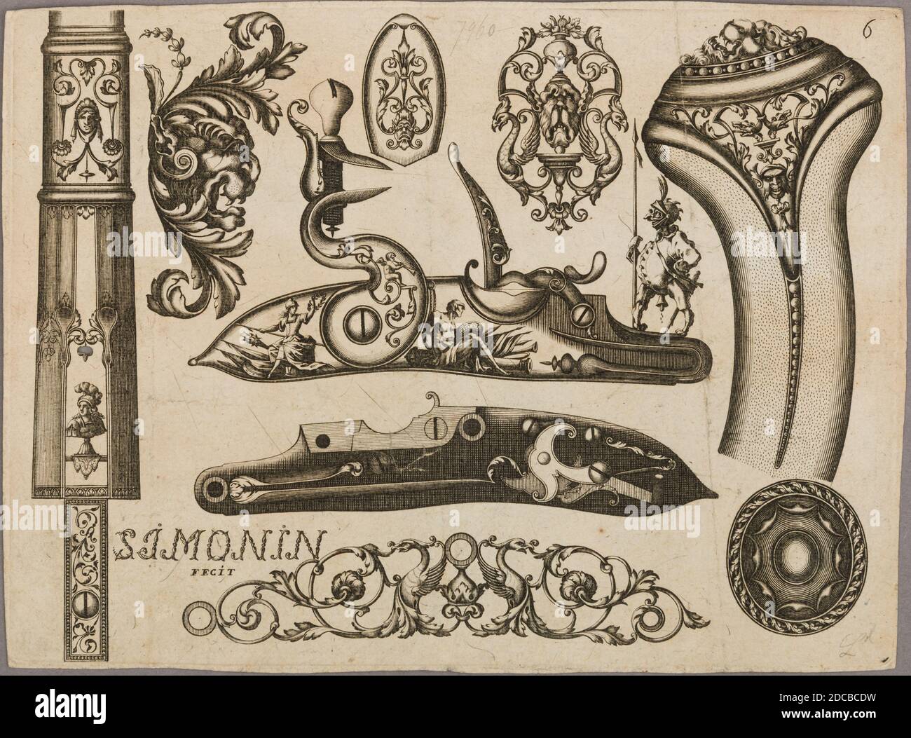 Engraving of Firearms Ornament, 1693 or 1695 Stock Photo - Alamy