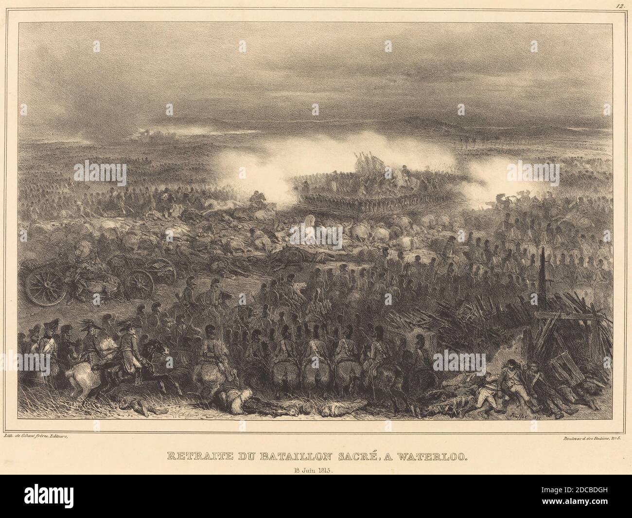 Auguste Raffet, (artist), French, 1804 - 1860, Retreat at Waterloo ...