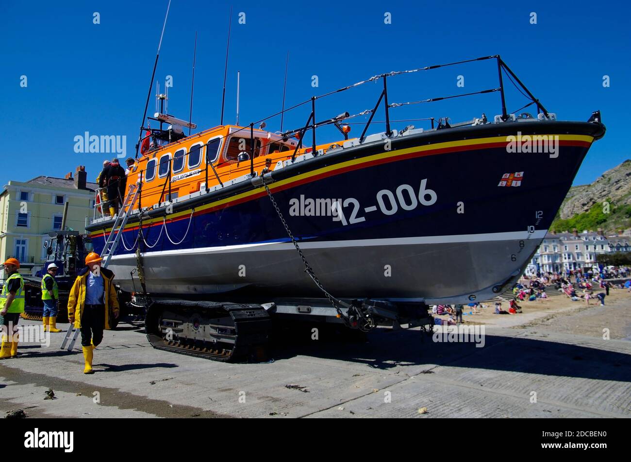Launching Former Llandudno Lifeboat Stock Photo - Alamy