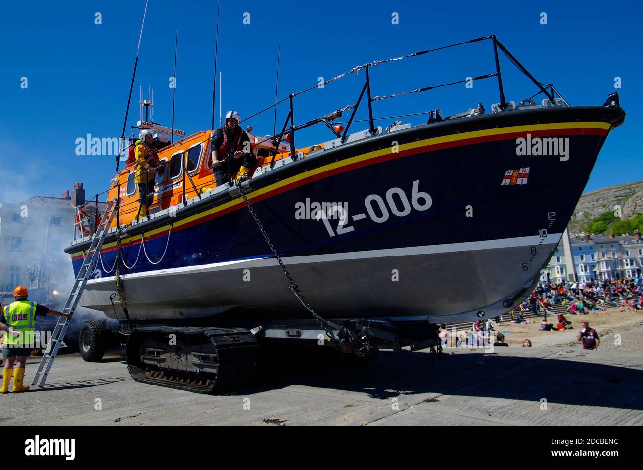 Launching Former Llandudno Lifeboat Stock Photo - Alamy
