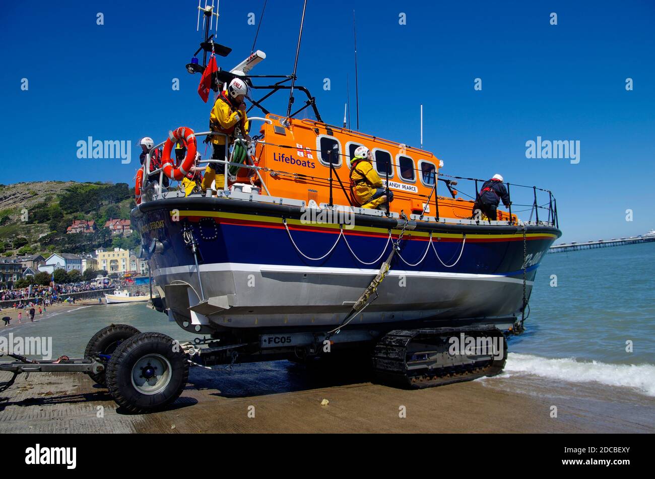 Launching Former Llandudno Lifeboat Stock Photo - Alamy