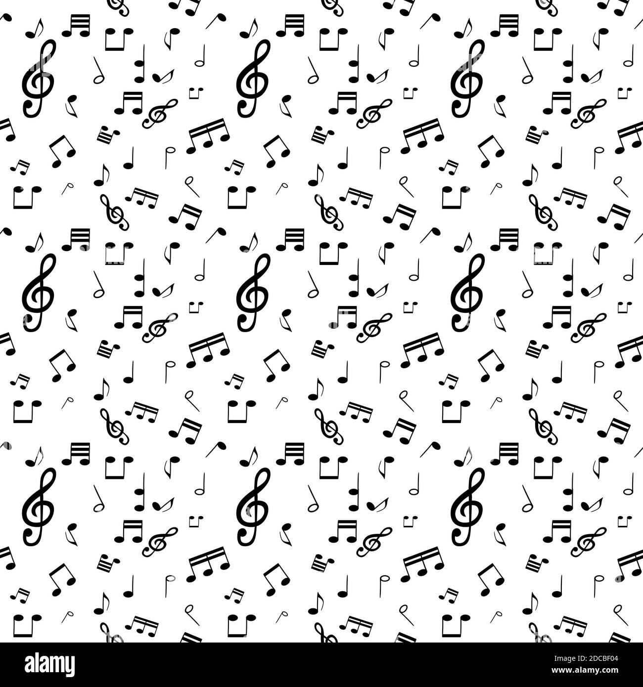 Seamless pattern from Set of musical notes and Treble clef ...