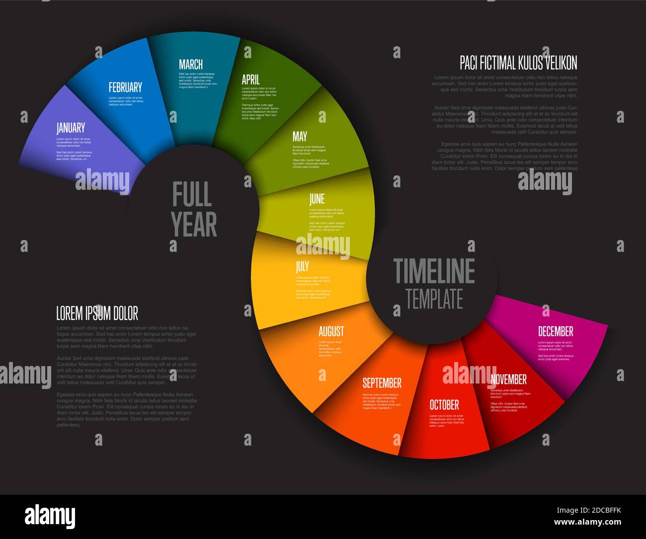 Full year timeline template with all months on two circle folded ... Full year timeline template with all months on two circle folded ...