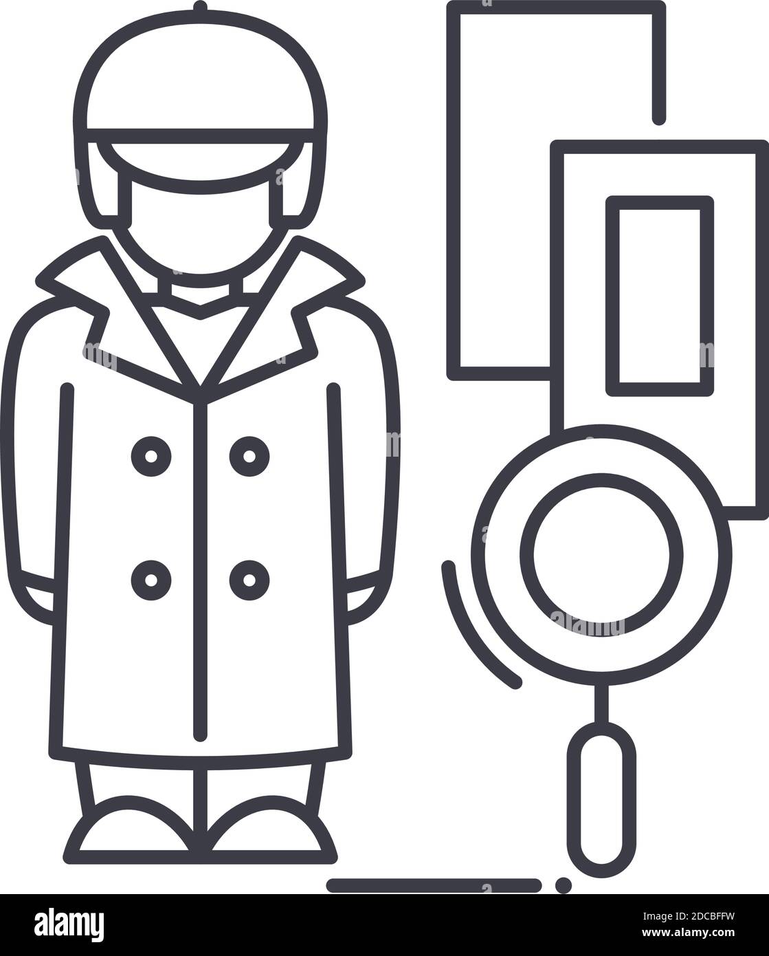 Detective business icon, linear isolated illustration, thin line vector ...