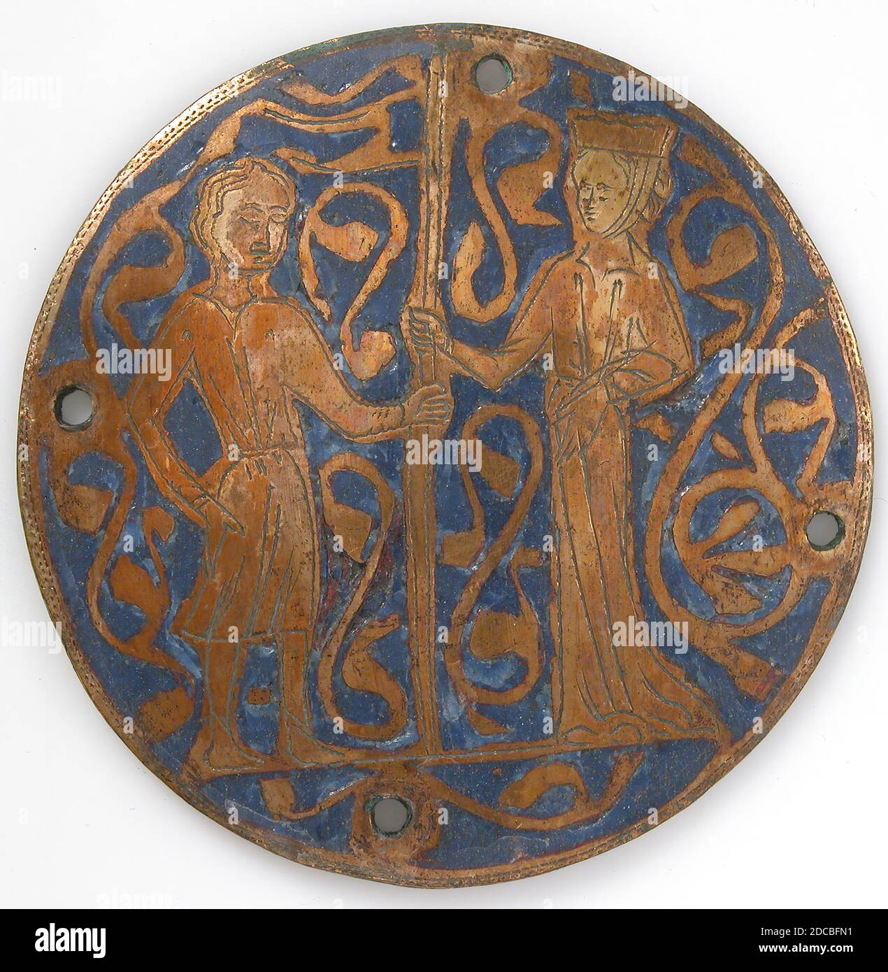 Medallion with man and woman holding standard, French, ca. 1240-60 ...