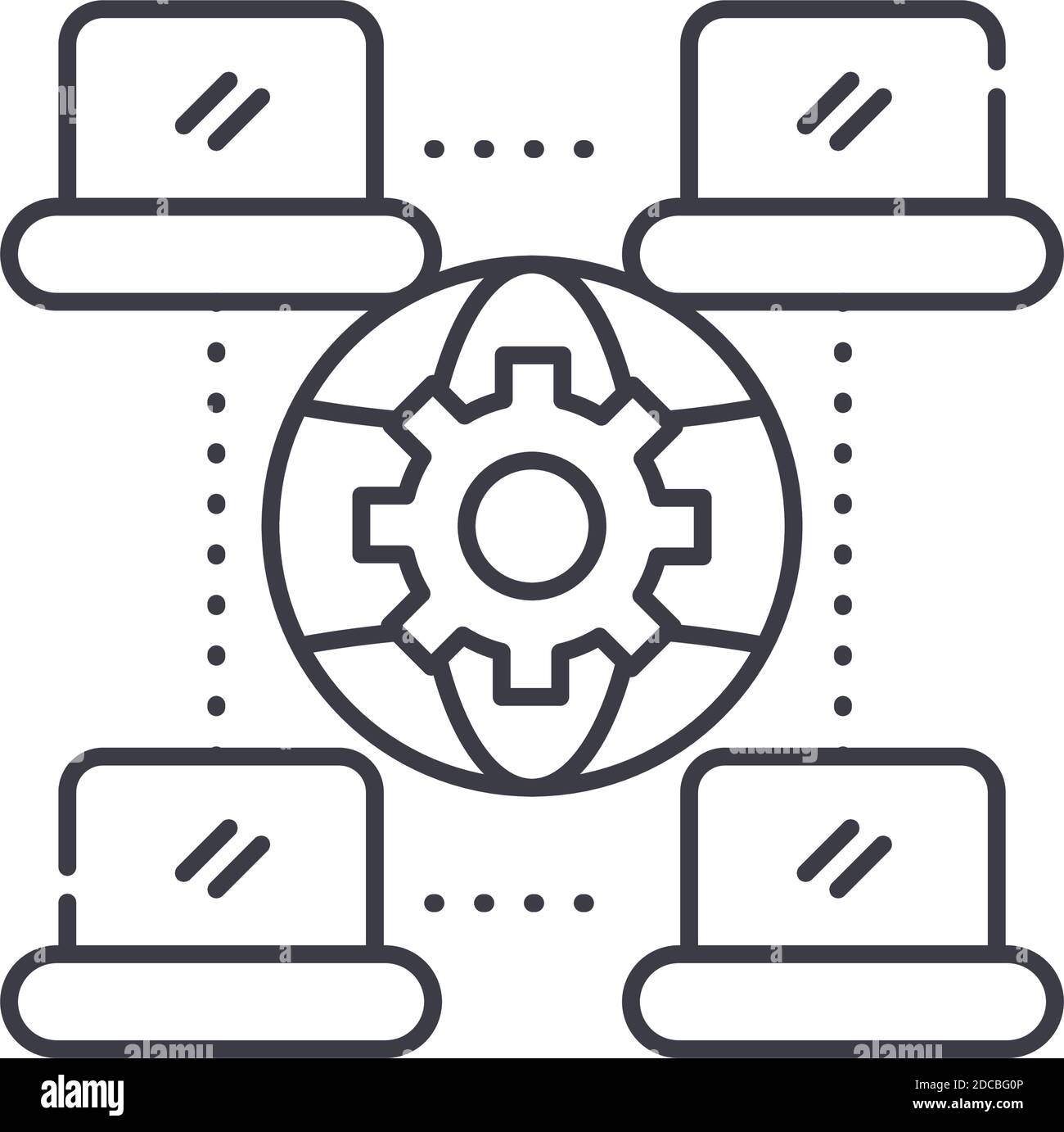 Data sharing icon, linear isolated illustration, thin line vector, web ...