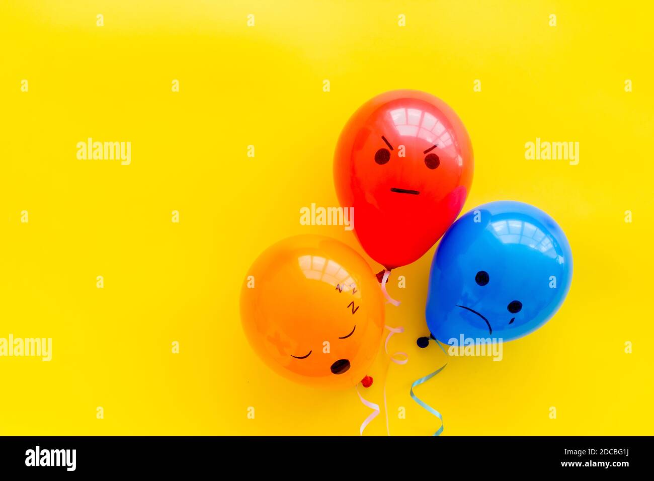 Negative emotions set. Anger depression sleepiness sadness mood painted ...