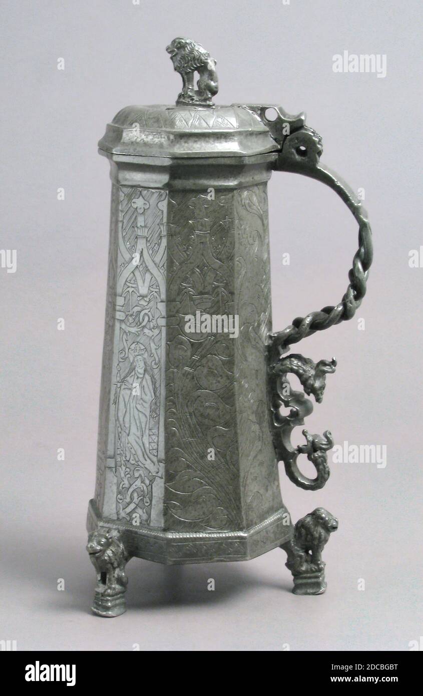 Flagon, German, late 15th century. Bears the town mark of Villach ...