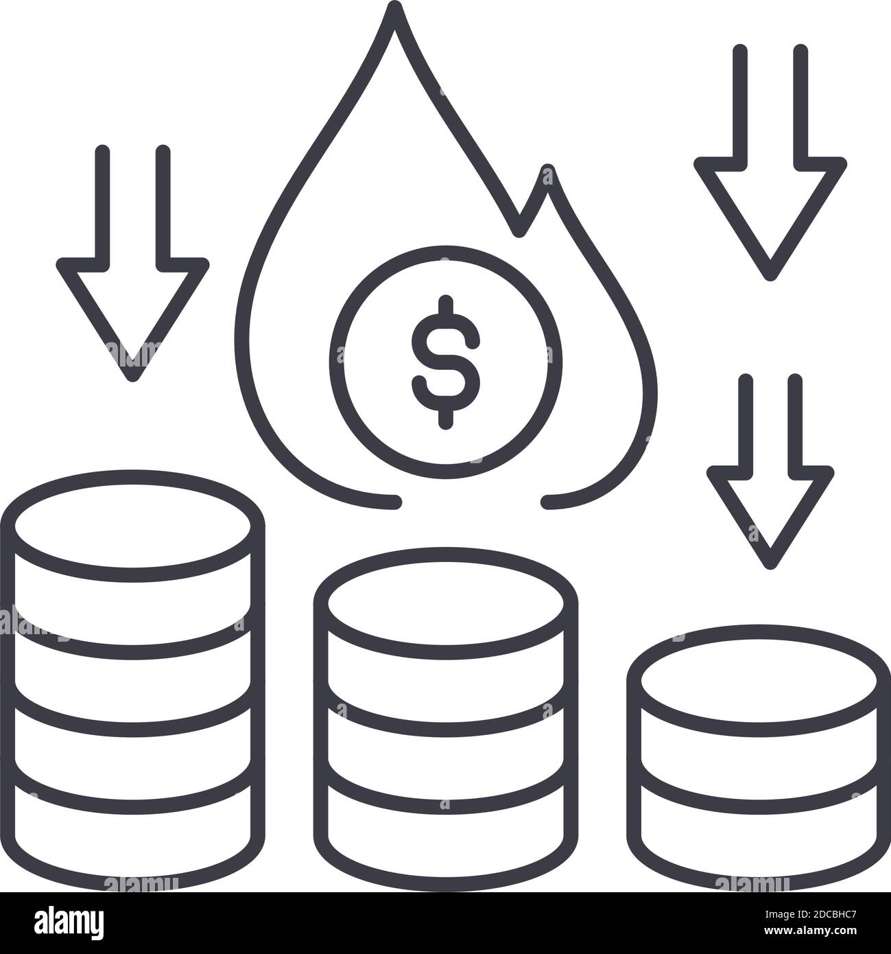 Deflation icon, linear isolated illustration, thin line vector, web ...