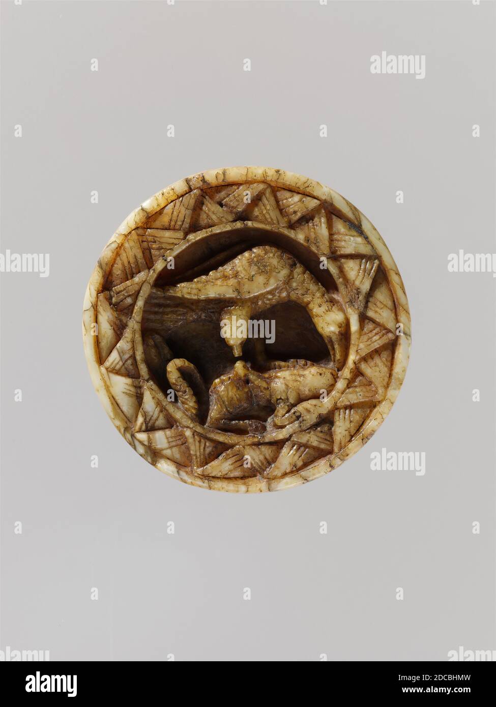 Game Piece with an Eagle Attacking a Hare, German, ca. 1100-1200 Stock ...