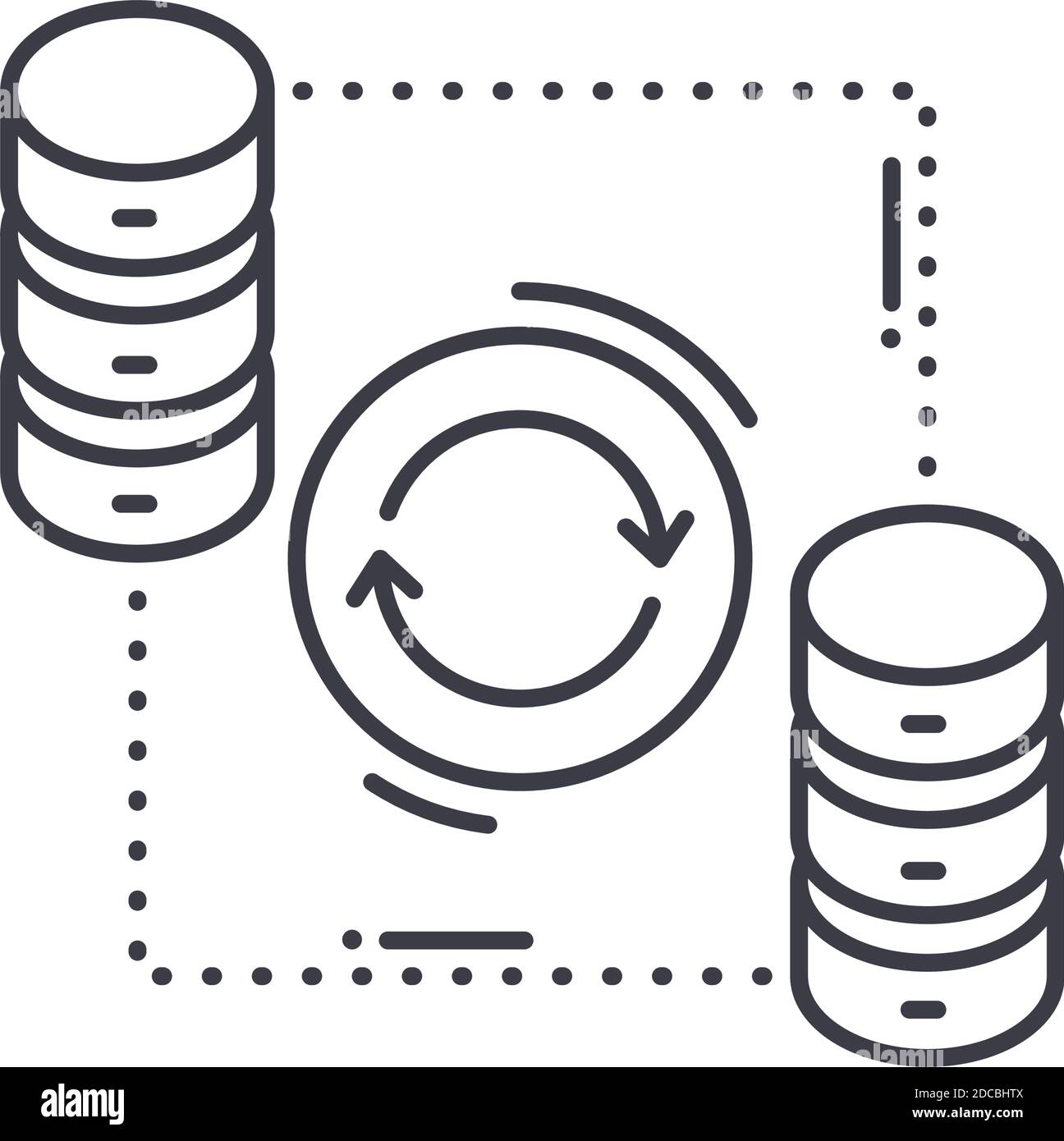Data synchronization icon, linear isolated illustration, thin line ...