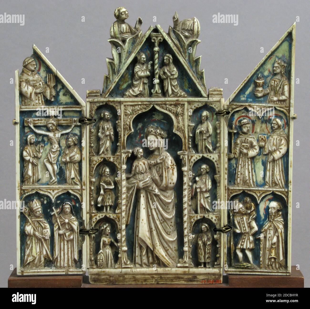 Triptych with Virgin and Child and Saints, Italian, 15th century Stock ...