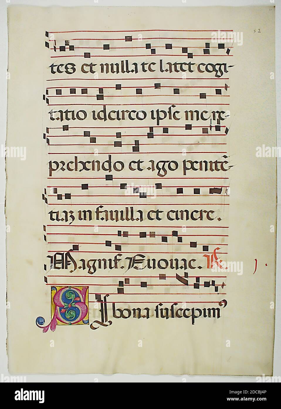 Manuscript Leaf with Initial S, from a Choir Book, Italian, 15th ...